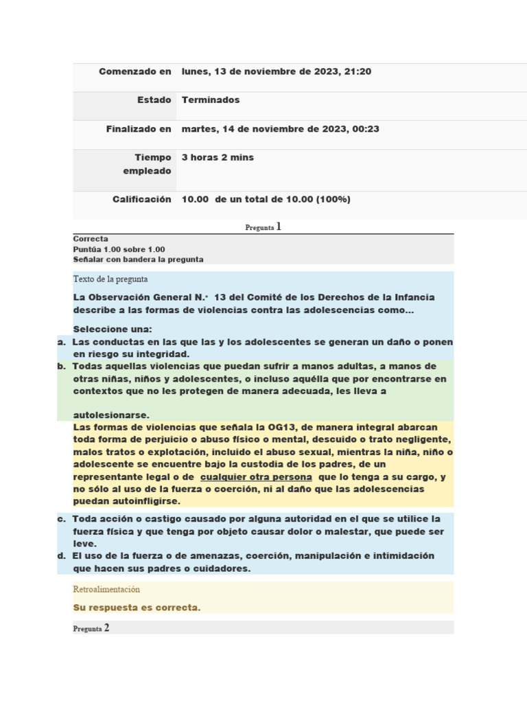 Cuestionario Final Modulo II | PDF | Violencia | Abuso infantil