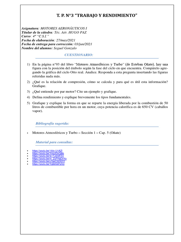 TP N°3 Potencia y Rendimiento | PDF | Motores | Turbocompresor