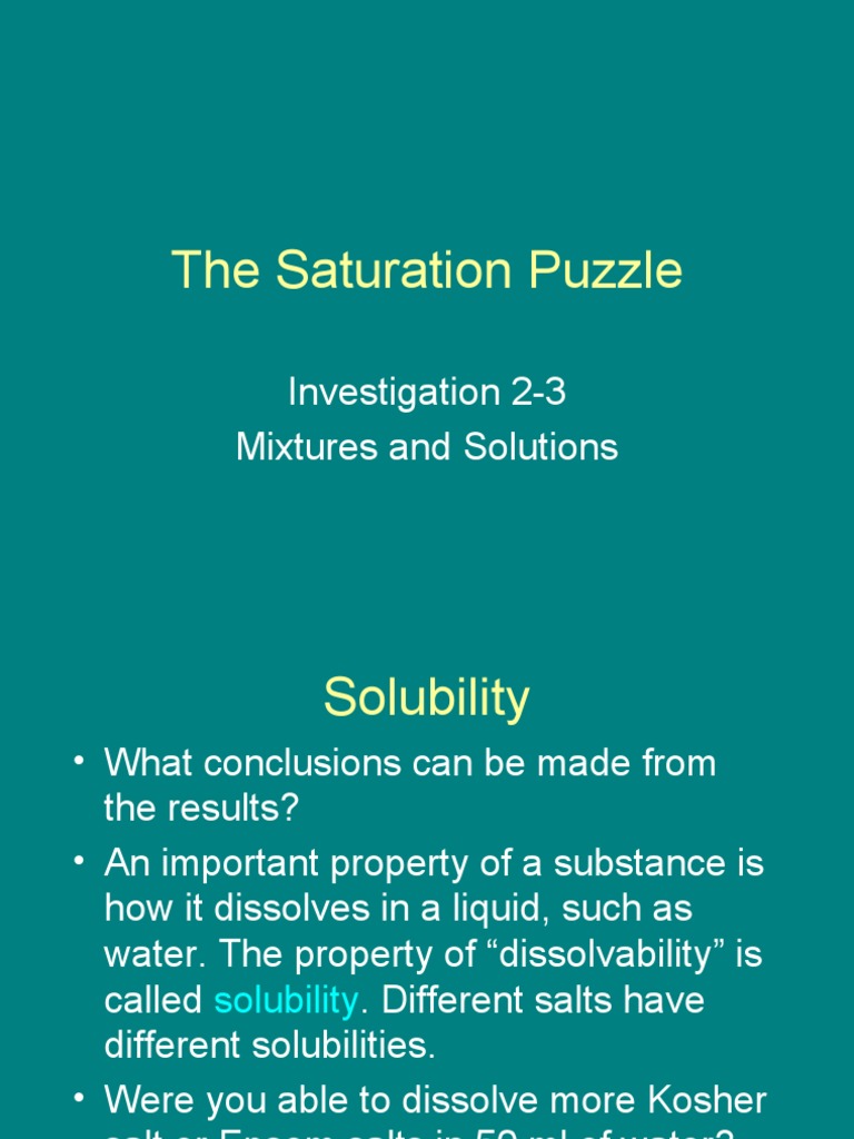Mixtures and Solutions 2-3 | PDF