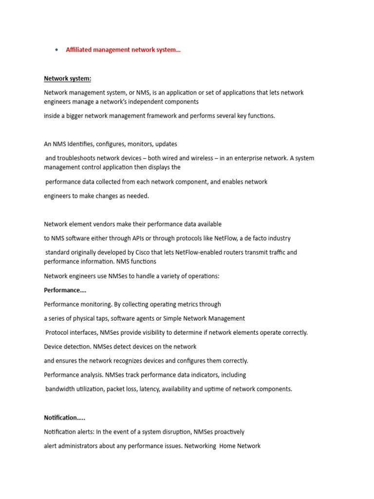 Affiliated Management Network System | PDF | Computer Network | Router (Computing)
