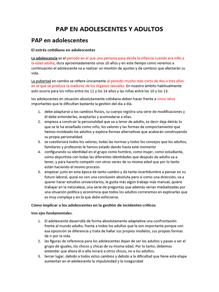 Material de Estudio PAP 3 | PDF | Adultos | Adolescencia