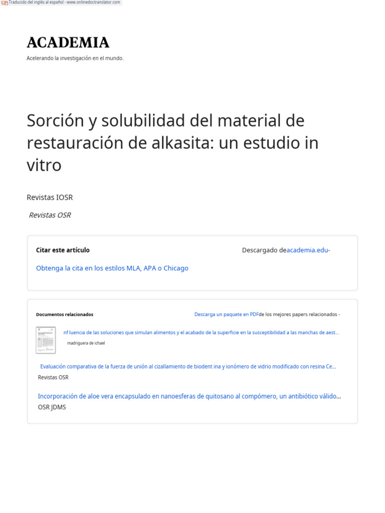 Sorption and Solubility of Alkasite Restorative Material - An in-DR ...