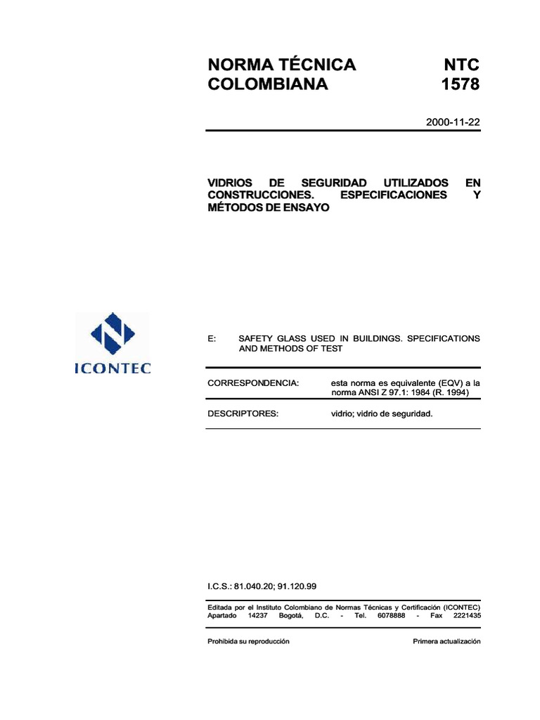 ntc-1578 | PDF | Materiales