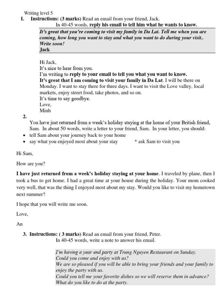 Informal Email Writing Samples | PDF | Language Arts & Discipline ...