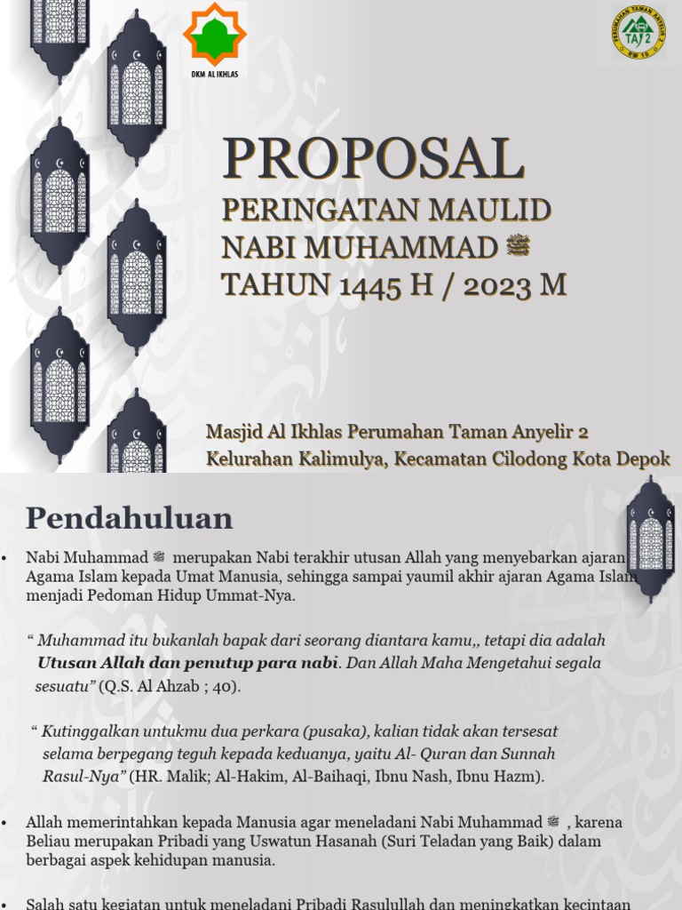 Konsep Proposal Maulid Nabi Muhammad SAW 1445 H Ok | PDF
