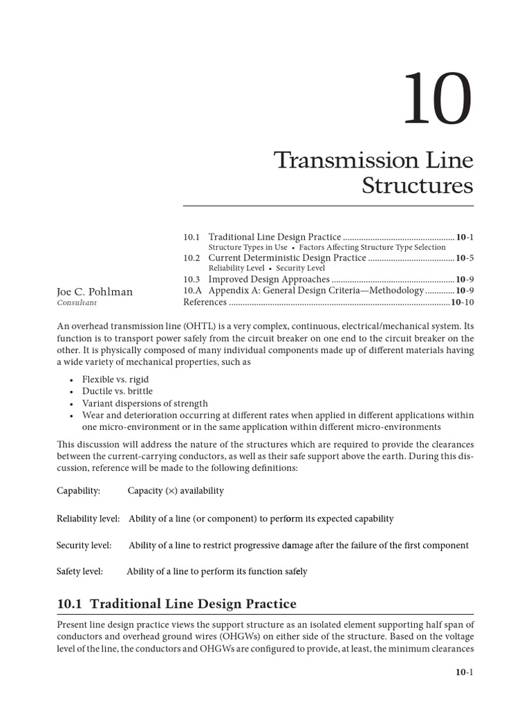Transmission Line Structures: 10.1 Traditional Line Design Practice ...