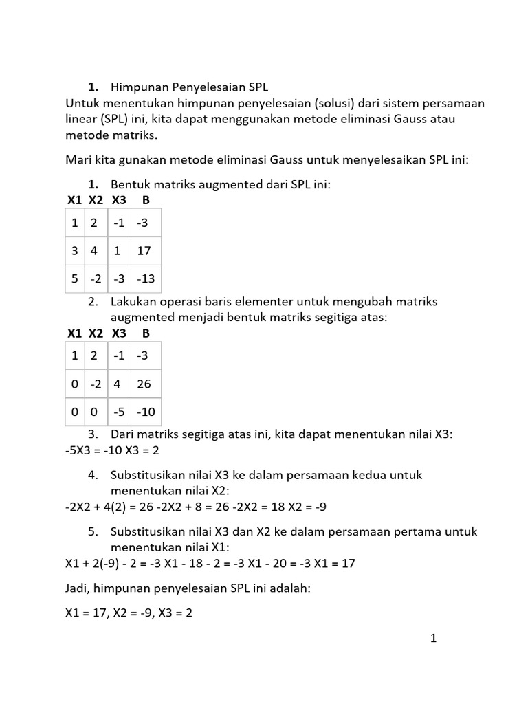 Matriks Augmented dalam SPL | PDF | Komputer
