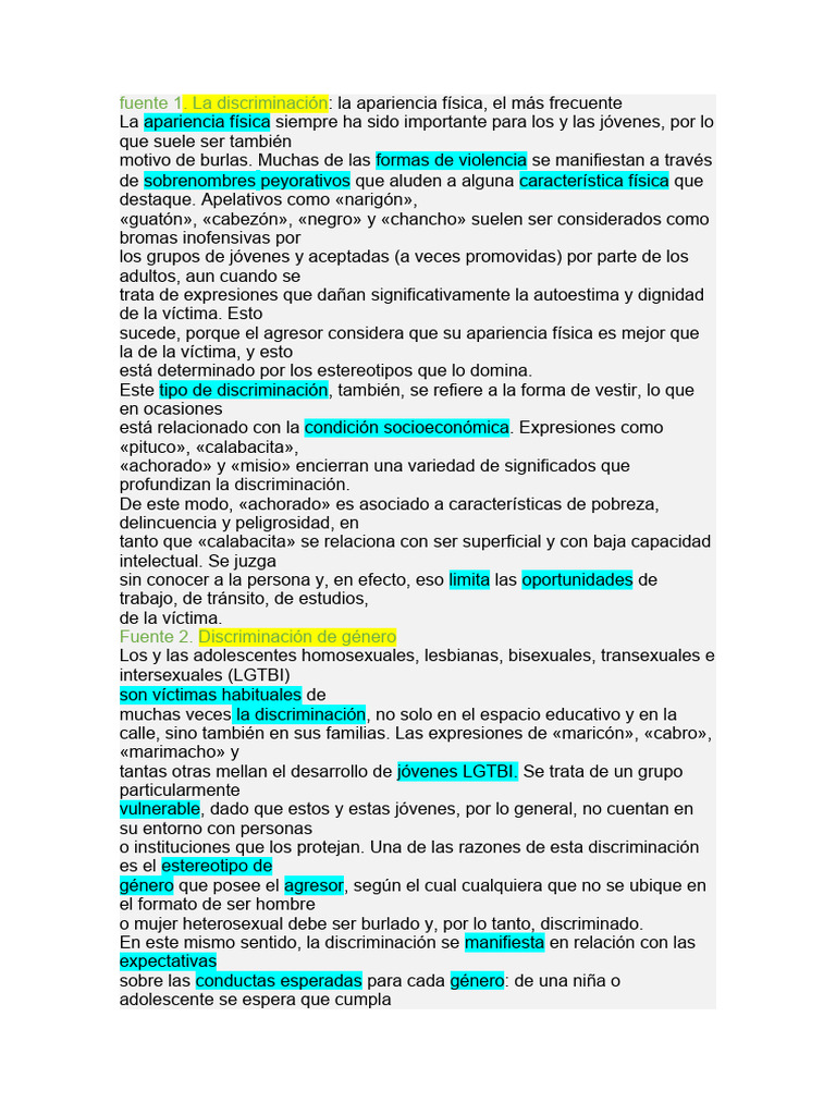 Fuentes de Información-Organizador Gráfico | PDF | Discriminación ...
