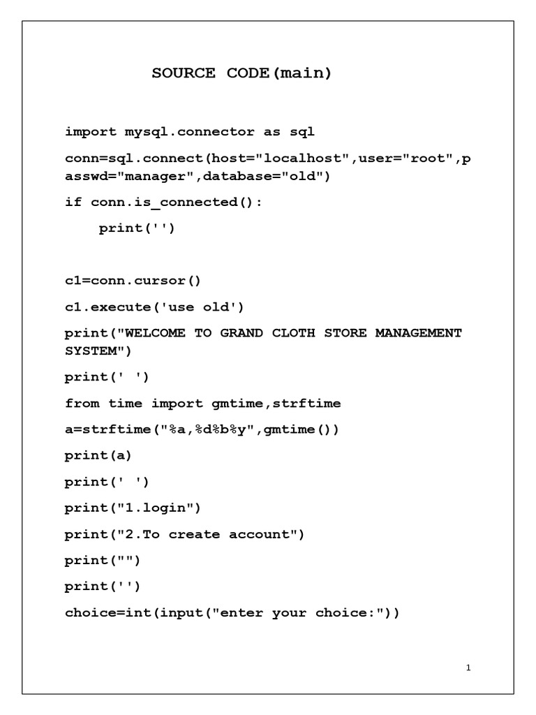 8-Cloth Store Management System | PDF | Databases | System Software