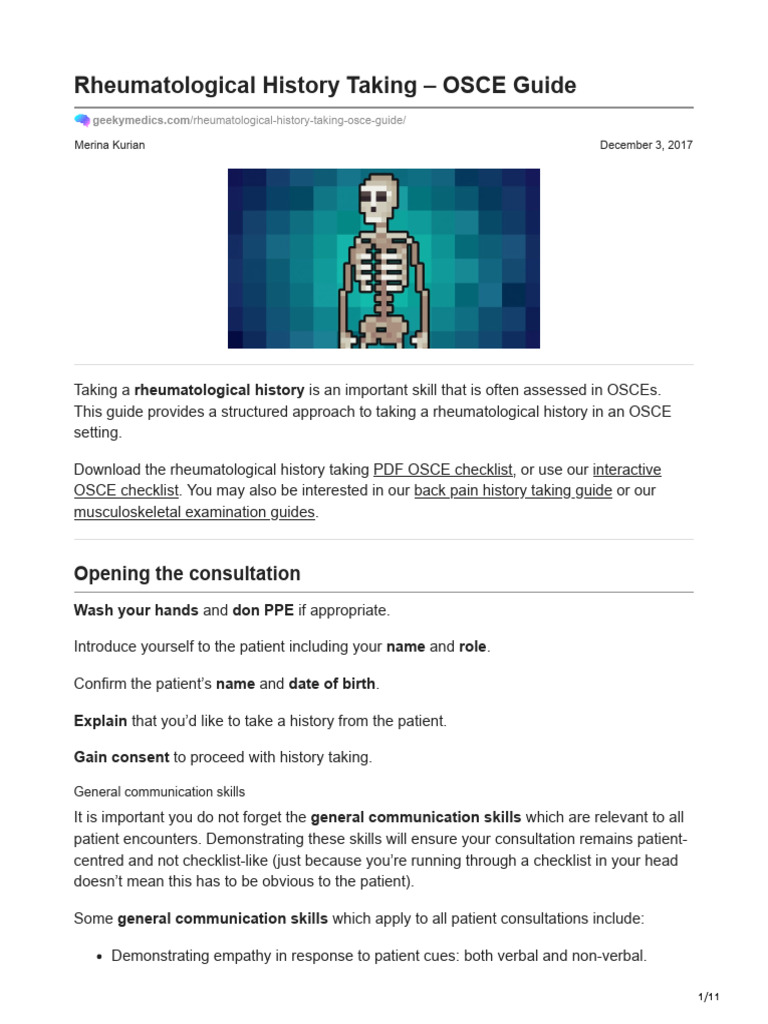 geekymedics.com-Rheumatological History Taking OSCE Guide | PDF ... geekymedics.com-Rheumatological History Taking OSCE Guide | PDF ...