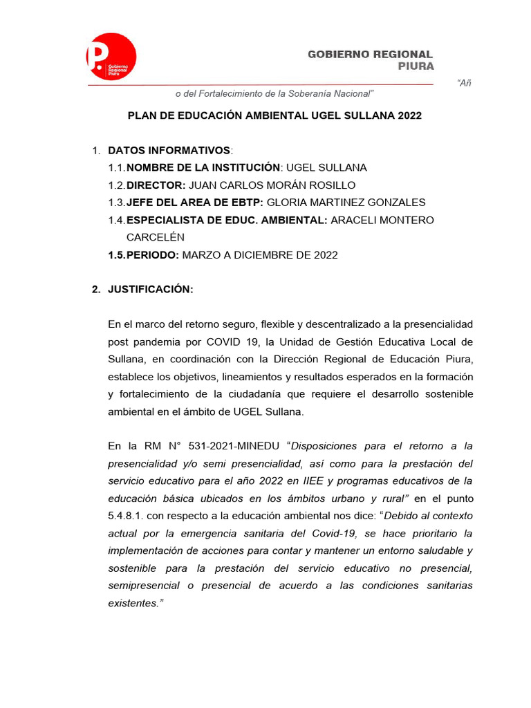 Plan Ambiental 2022 | PDF | Sustentabilidad | Desarrollo sostenible