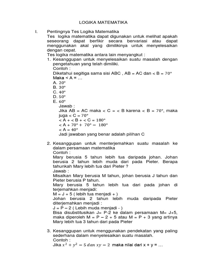 Logika Matematika: Contoh dan Rumus | PDF