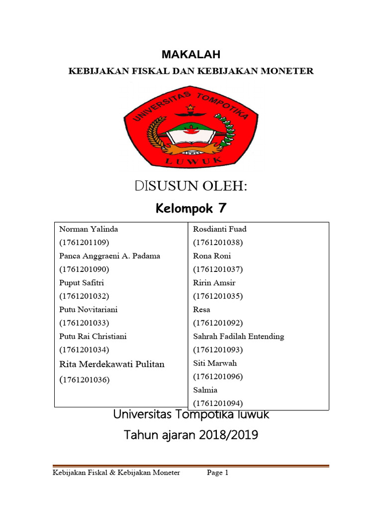 Makalah Kebijakan Fiskal Dan Moneter | PDF Makalah Kebijakan Fiskal Dan Moneter | PDF