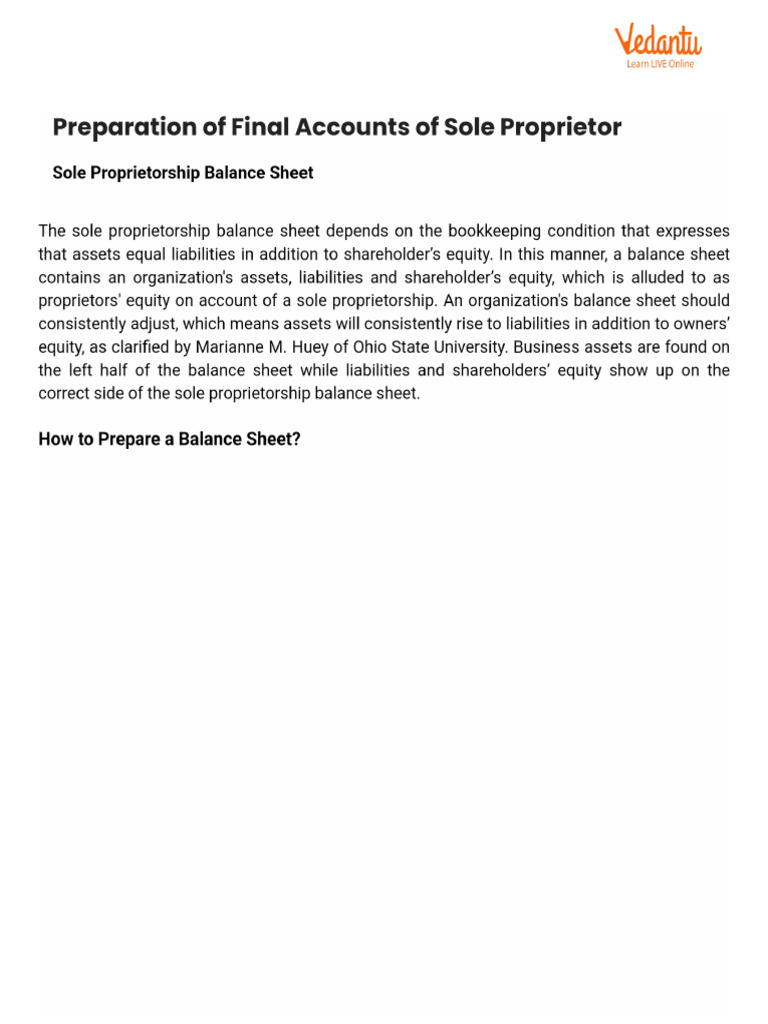 Preparation of Final Accounts of Sole Proprietor | PDF