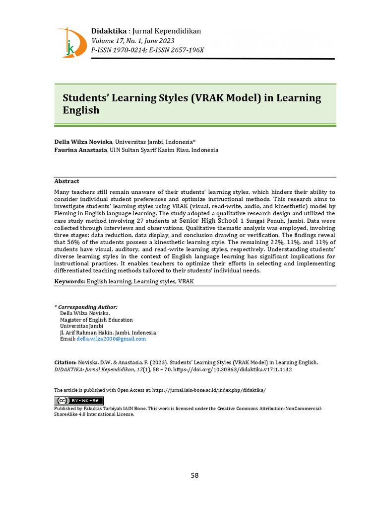 4132 12387 1 PB | PDF | Learning Styles | Learning