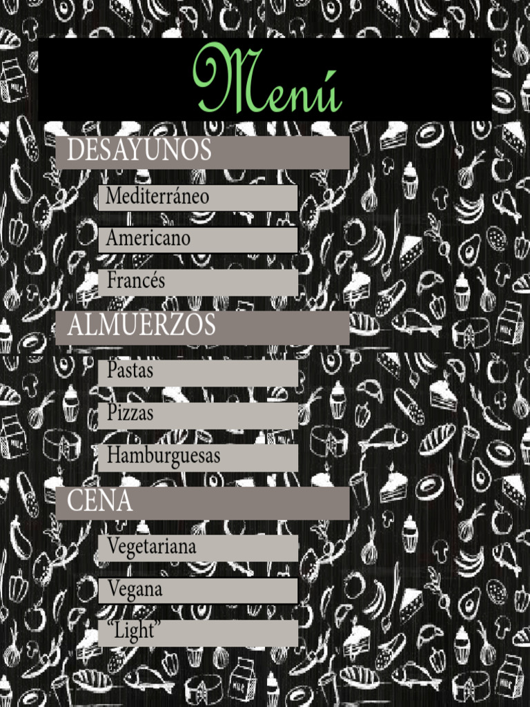 MENÚ | PDF | Hamburguesas | Tocino