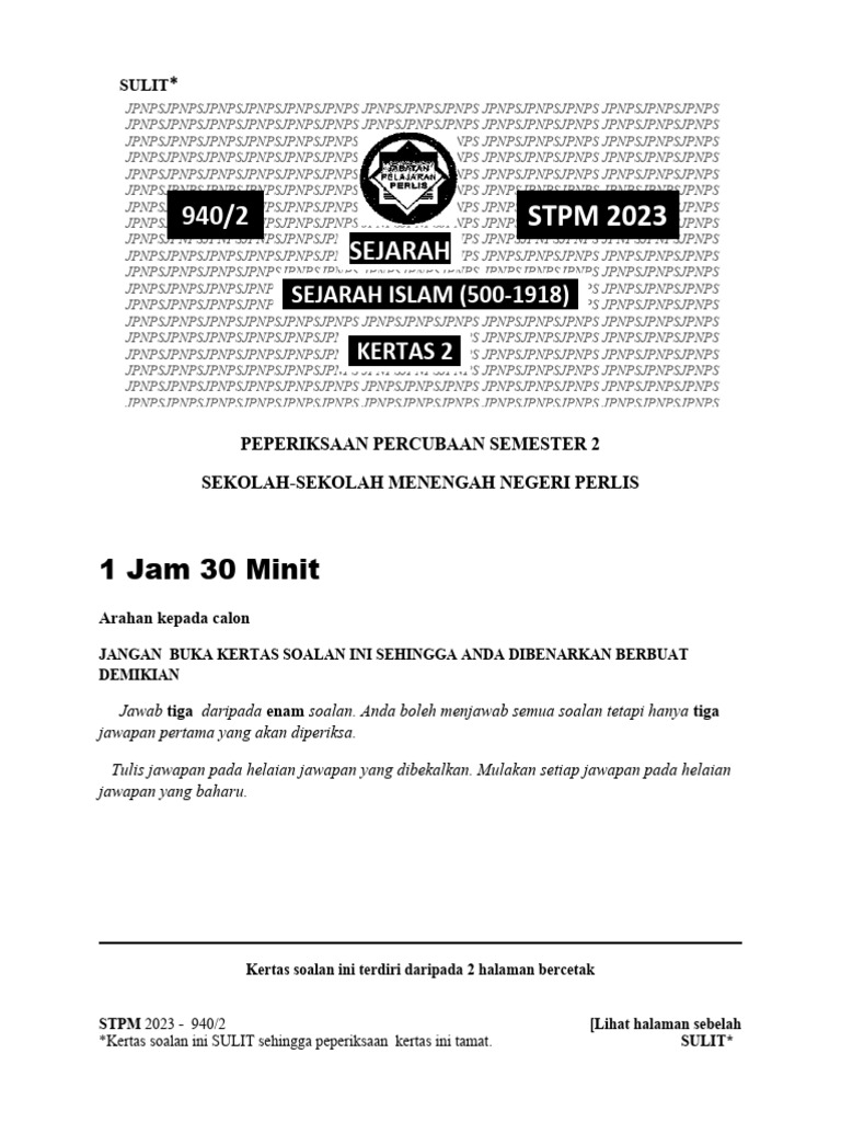 940/2 Sejarah: STPM 2023 | PDF
