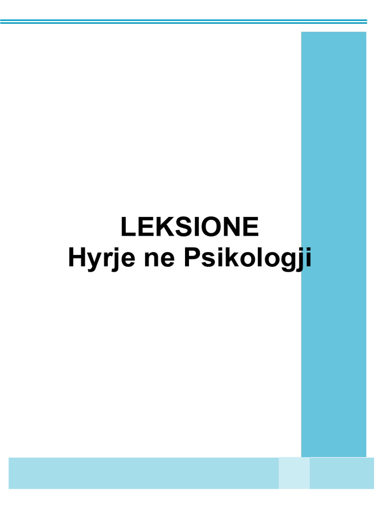 Leksion 1 Hyrje Ne Psikologji Pdf