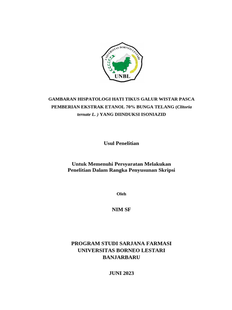 Gambaran Hispatologi Hati Tikus Galur Wistar Pasca Pemberian Ekstrak ...