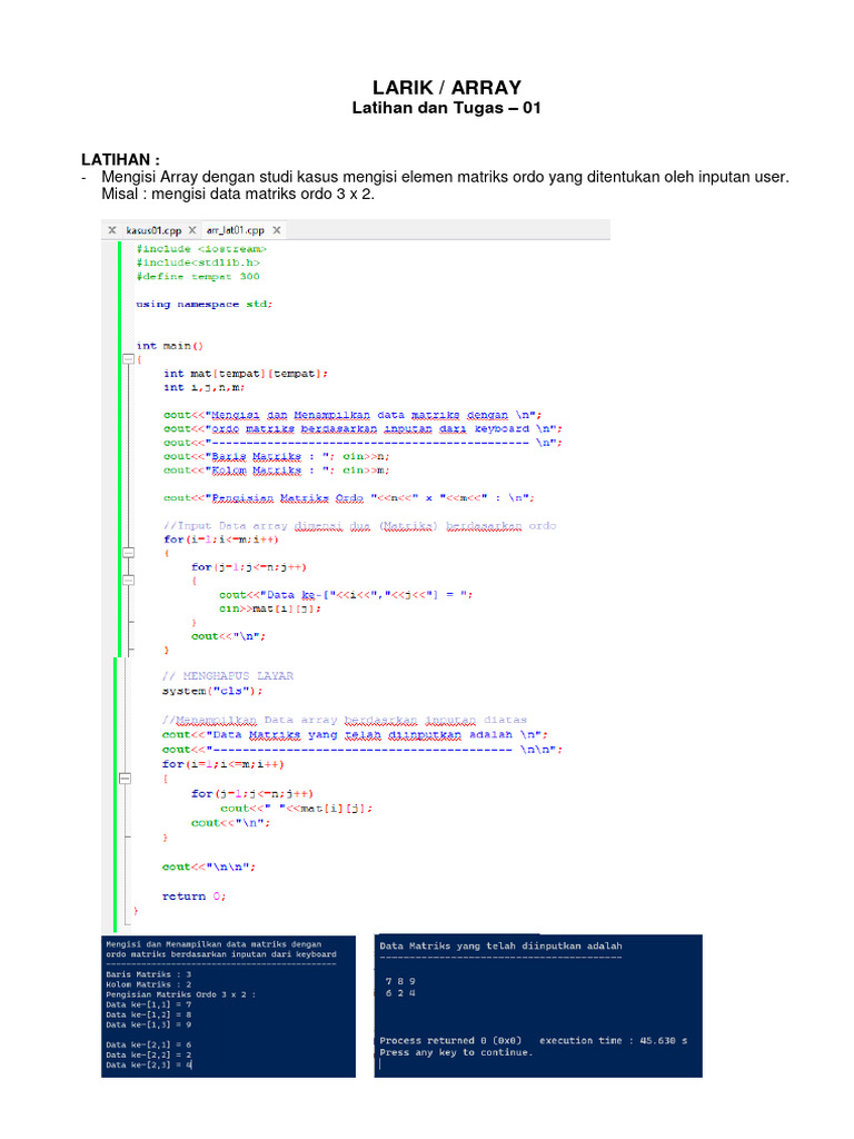 Array-Latihan Dan Tugas 01 | PDF | Komputer Array-Latihan Dan Tugas 01 | PDF | Komputer