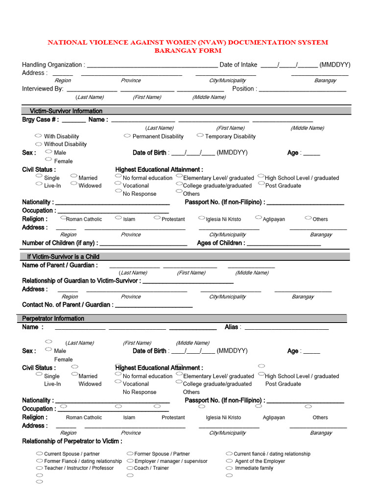 Nvaw Form A | PDF | Rape | Justice