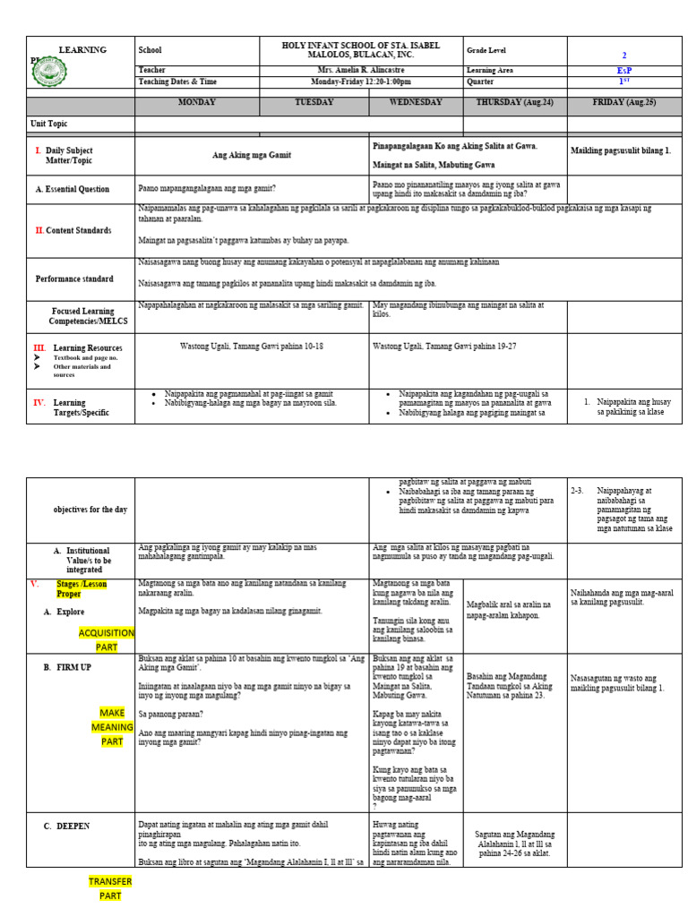 DLP in Esp 2 Week 3 | PDF