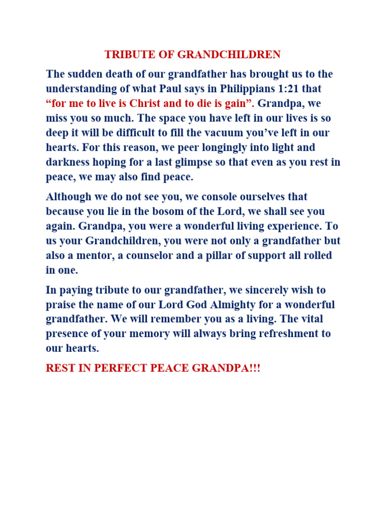 Tribute of Grandchildren | PDF | Cooking, Food & Wine | Religion ...