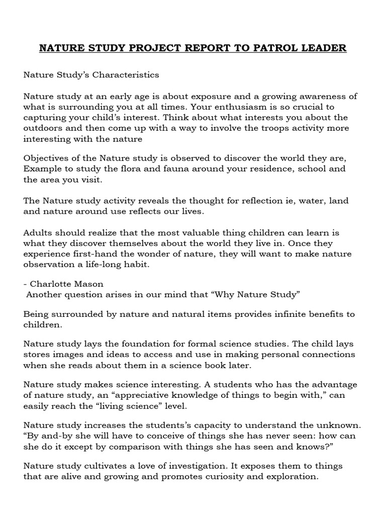 Nature Study Project Report To Patrol Leader | PDF | Nature | Birds