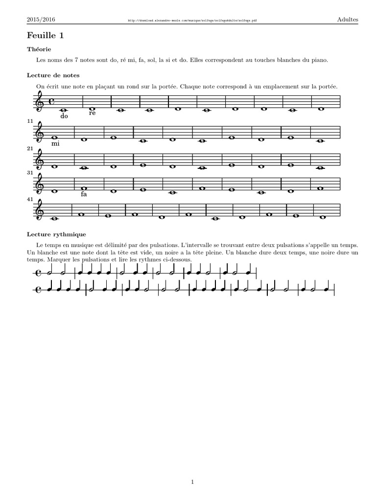 Apprendre le solfège pour adultes | PDF | Théorie de la musique ...