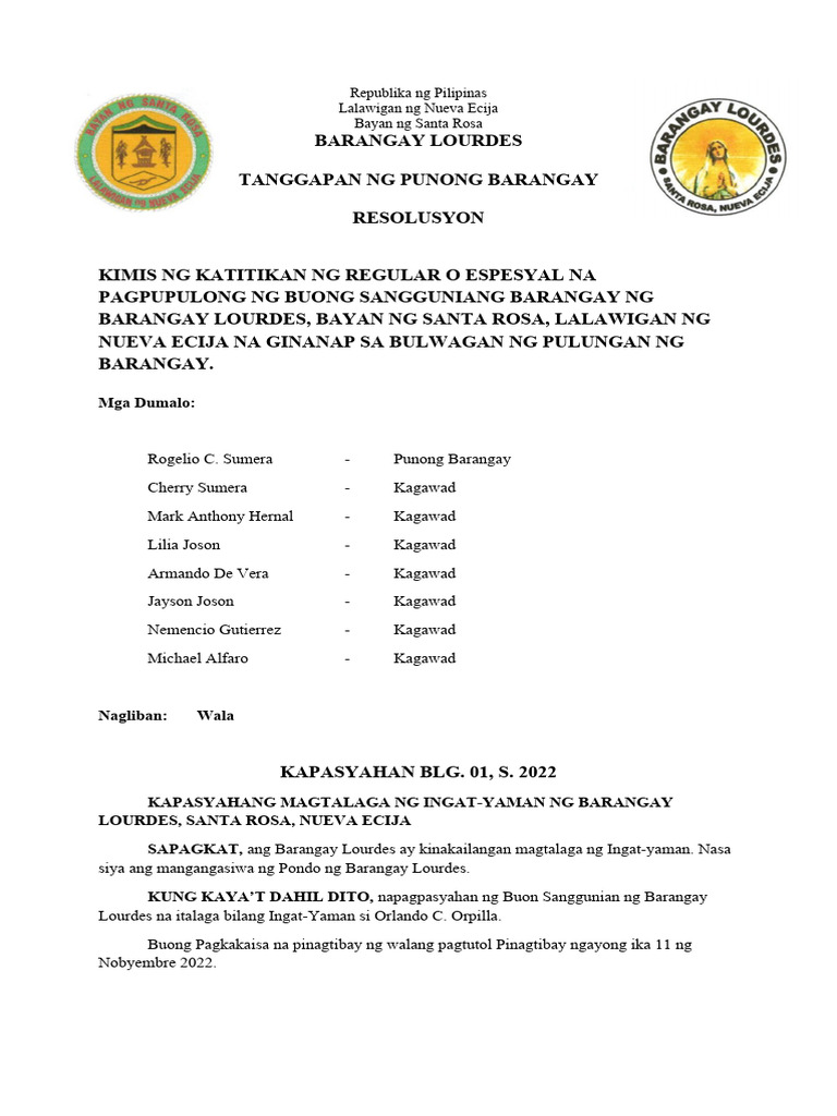 Lourdes Resolusyon | PDF