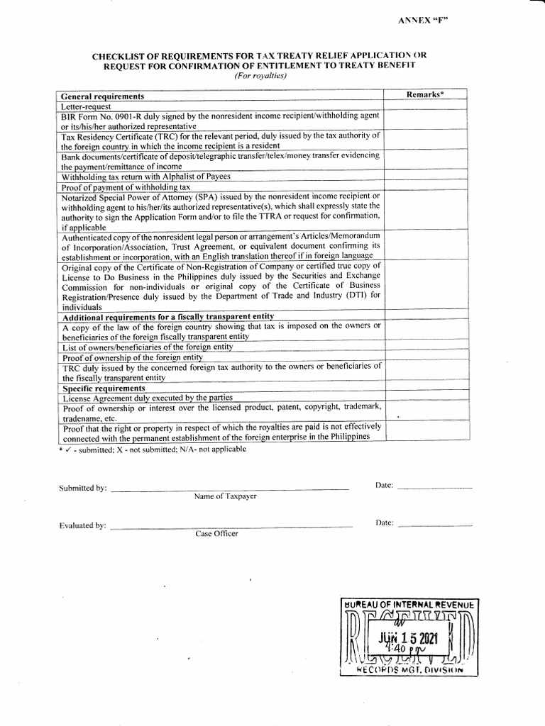 RMC No. 77-2021 Annex F | PDF | Civil Law (Common Law) | Taxes