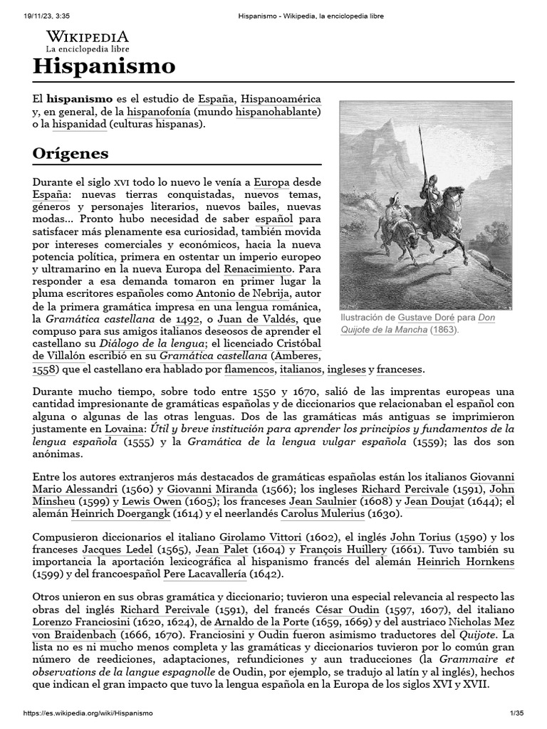Historia y Evolución del Hispanismo | PDF | Don Quijote