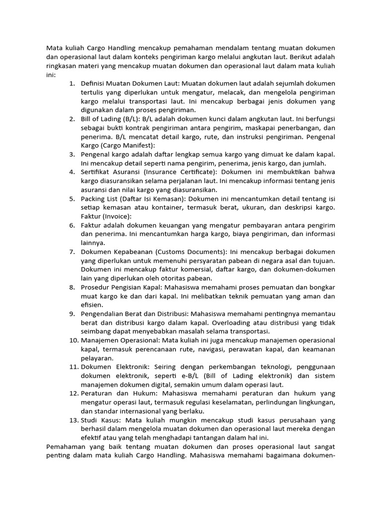 Muatan Dokumen Dan Operasionalnya | PDF