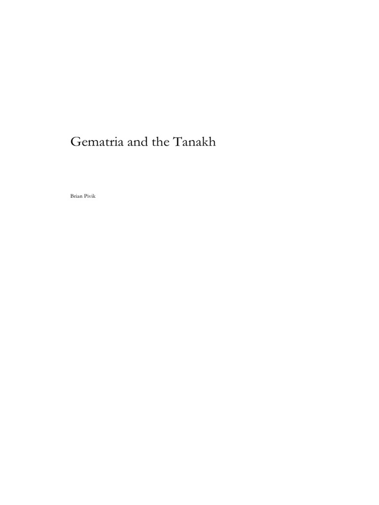 Gematria and The Tanakh - Brian Pivik | PDF | Tetragrammaton | Hebrew Bible