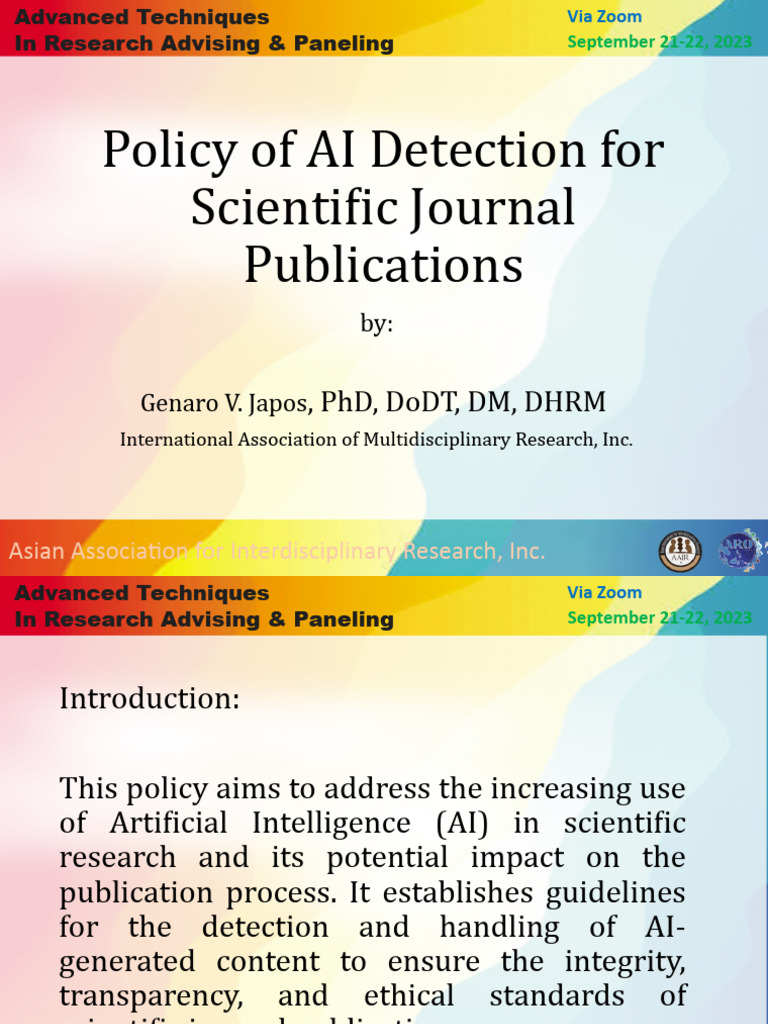 Policy of AI Detection For Scientific Journal Publications 7 | PDF ...