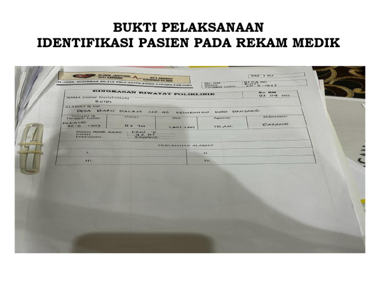 Bukti Pelaksanaan Identifikasi Pasien Pada RM | PDF