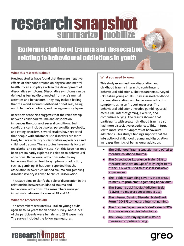 Imperatori Et Al (2022) - The Relationship Between Childhood Trauma ...