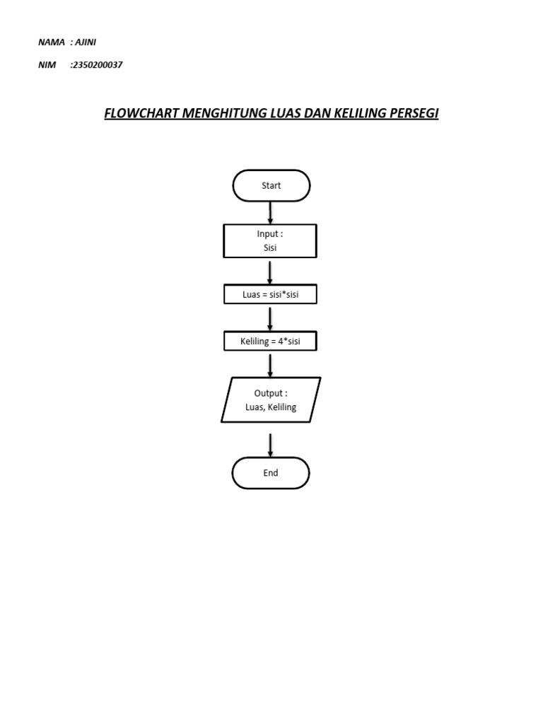 Flowchart Menghitung Keliling Dan Luas Persegi | PDF
