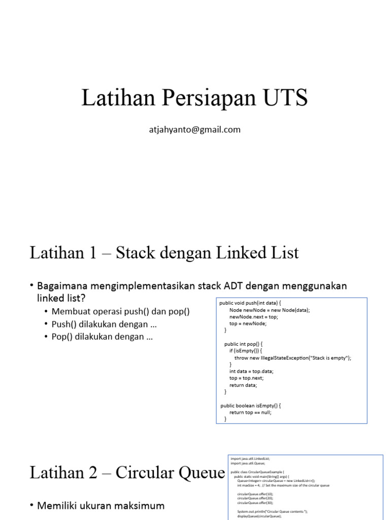 7 1 Latihan Persiapan UTS | PDF | Queue (Abstract Data Type) | Computer Engineering