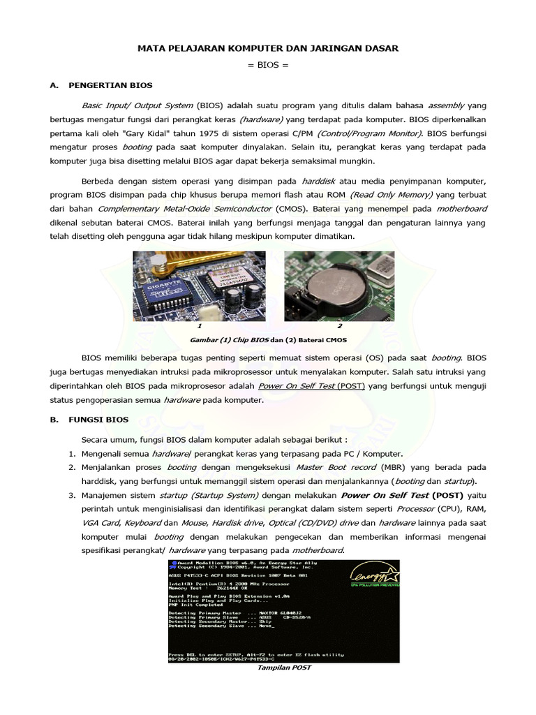 Fungsi dan Pengertian BIOS Komputer | PDF