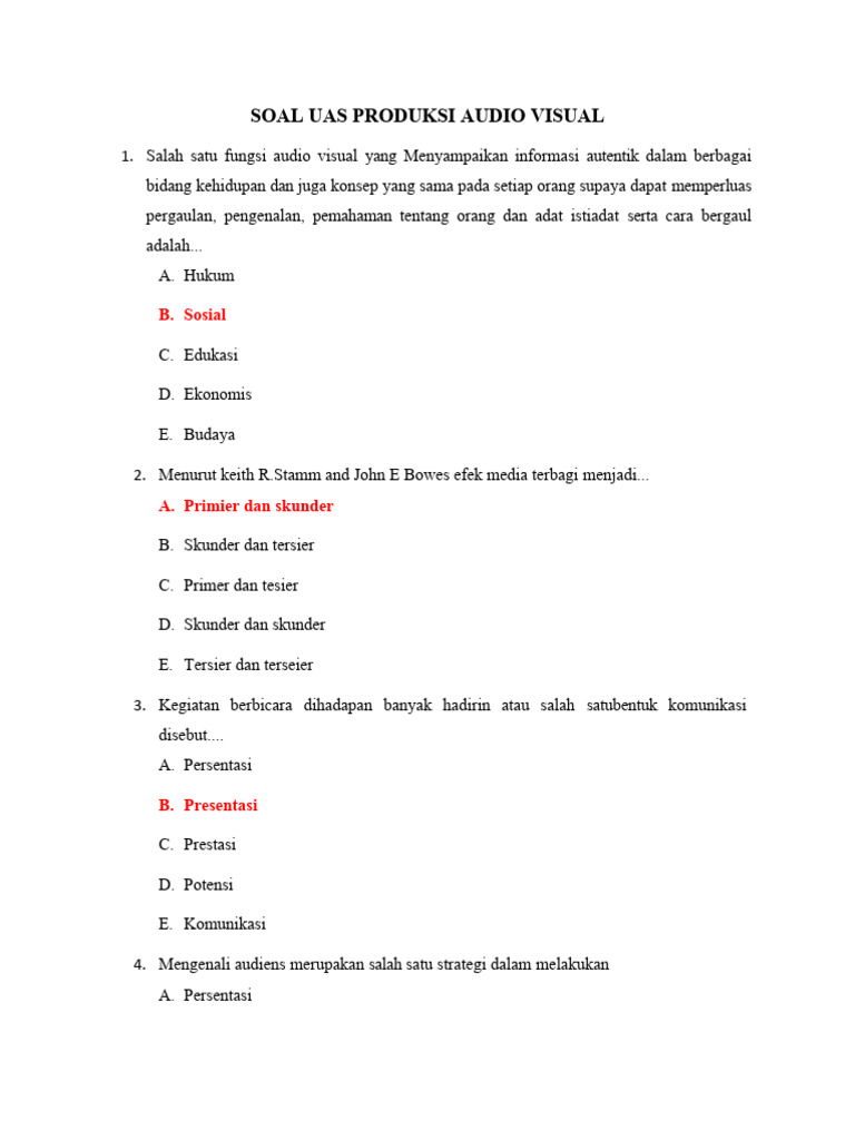 Soal Uas Produksi Audio Visual | PDF