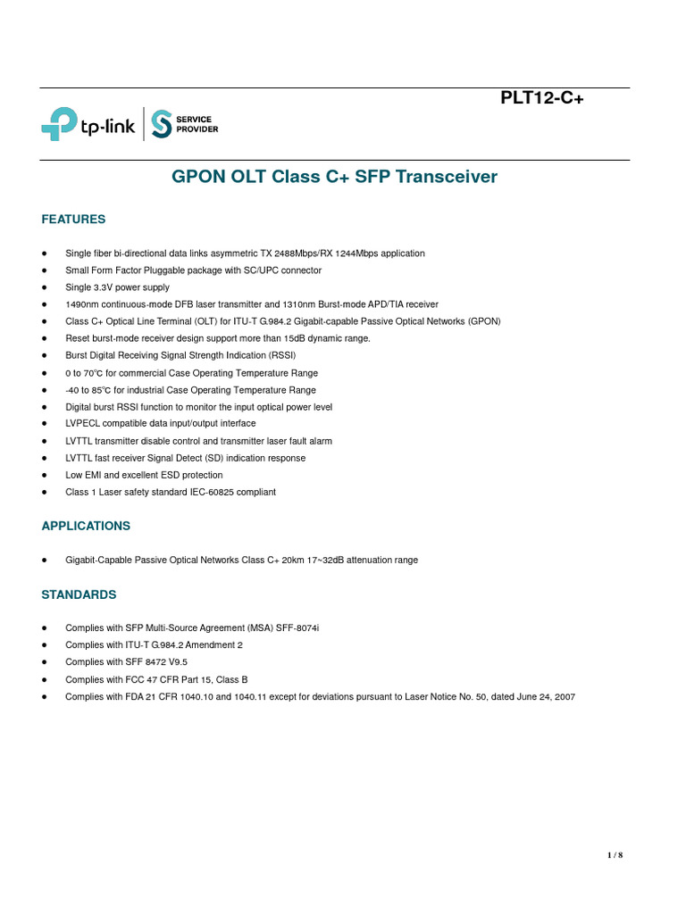 OLT-C-Optical-Module Potencias | PDF | Electronic Engineering | Electricity