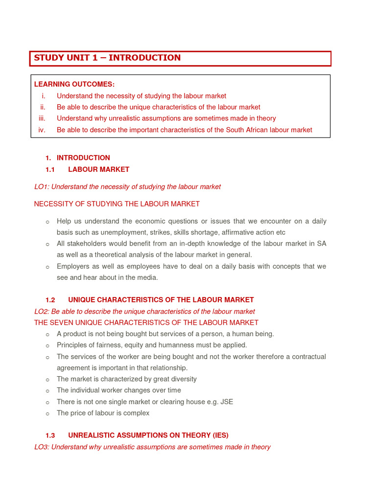 ECS2604-SUMMARISED-NOTES Labour Economics | PDF | Labour Economics ...