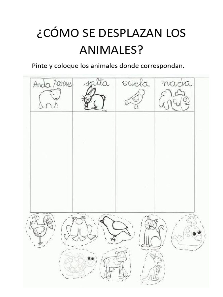 Actividad: Movimientos de Animales | PDF