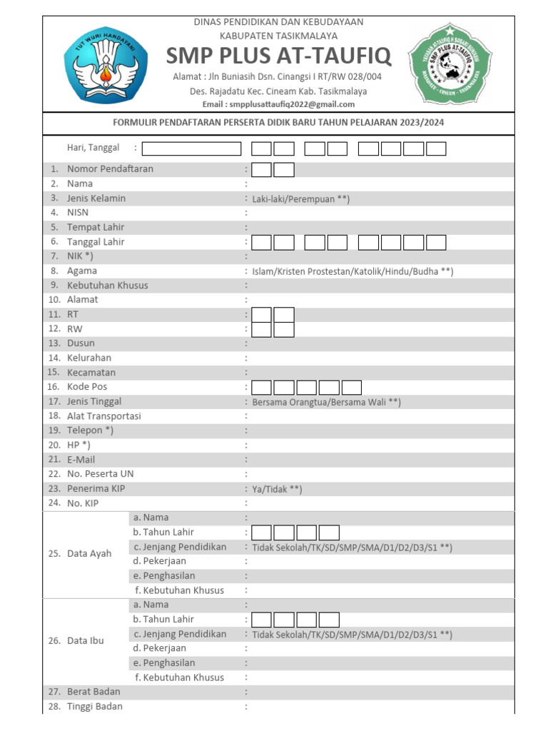 Formulir PPDB Versi Dapodikdas SMP | PDF