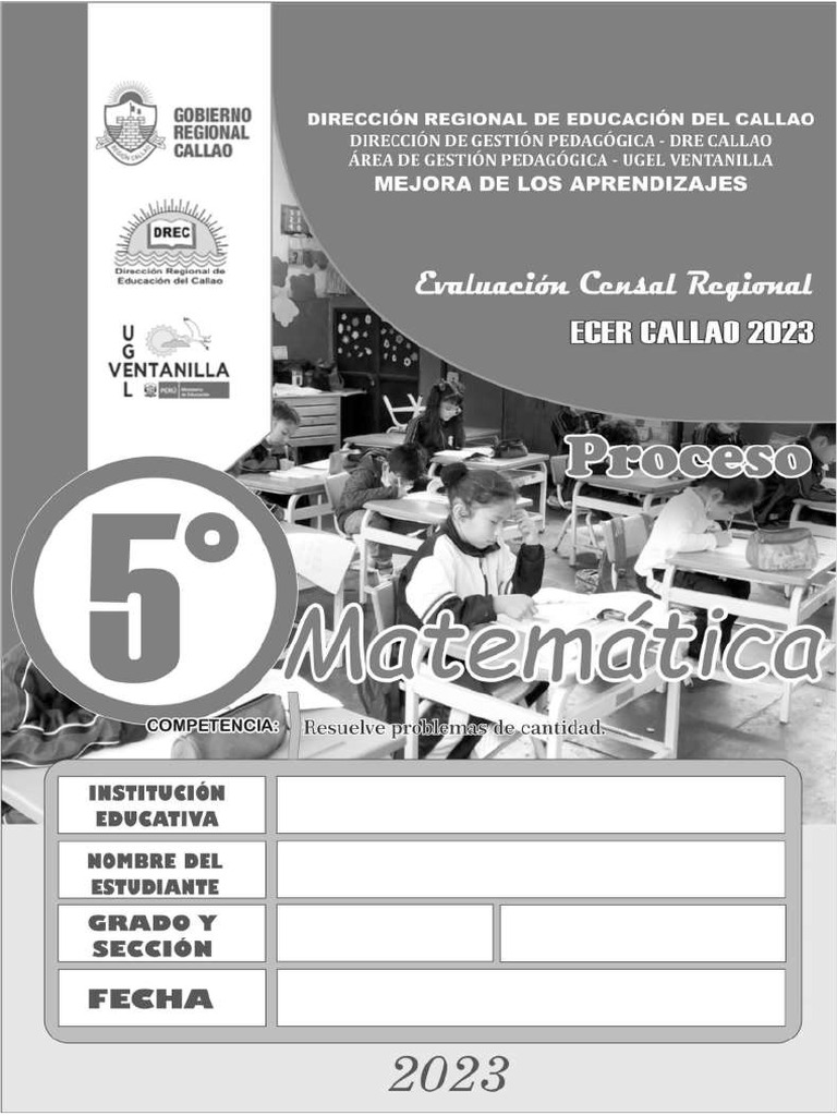Prueba 5to. Matematica Proceso | PDF | Matemática Elemental | Aritmética