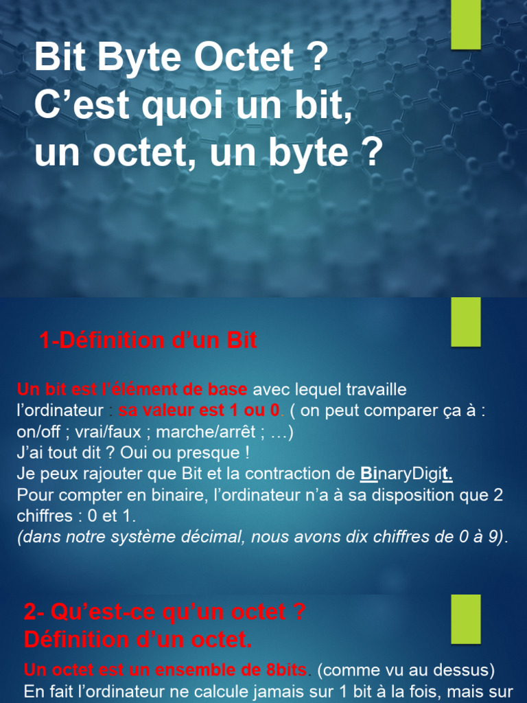 Comprendre Bits, Octets et Capacités de Stockage | PDF | Bit | Matériel ...