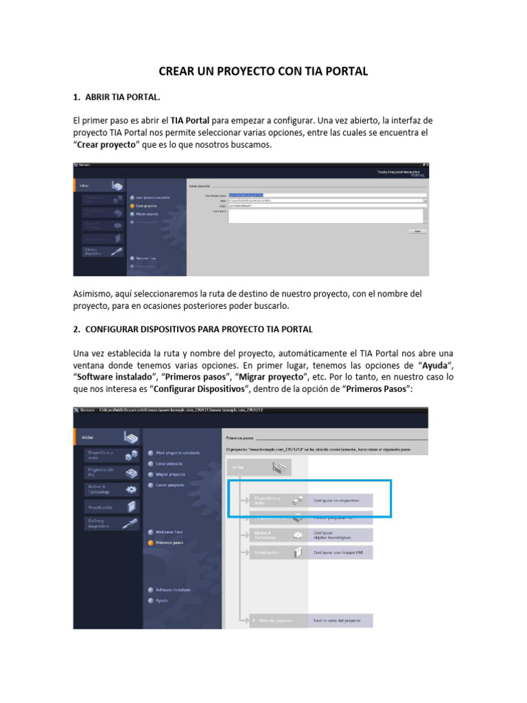 Crear Proyecto en TIA Portal: Guía Rápida | PDF | Ingeniería ...