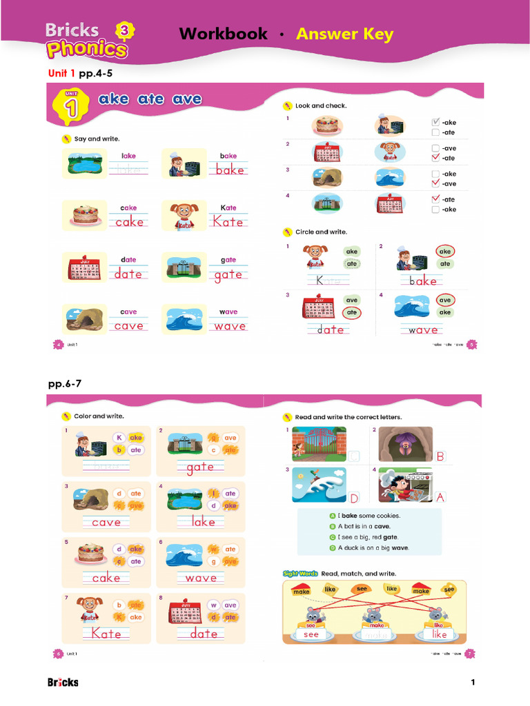 Bricks Phonics - L3 - WB - Answer Key | PDF