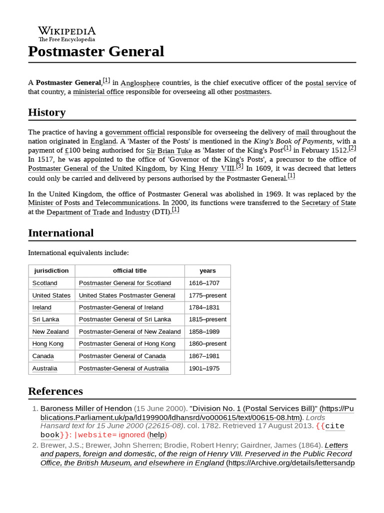 Postmaster General | PDF | Written Communication | United Kingdom